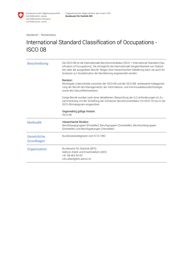 International Standard Classification of Occupations (ISCO 08) | Fiche ...