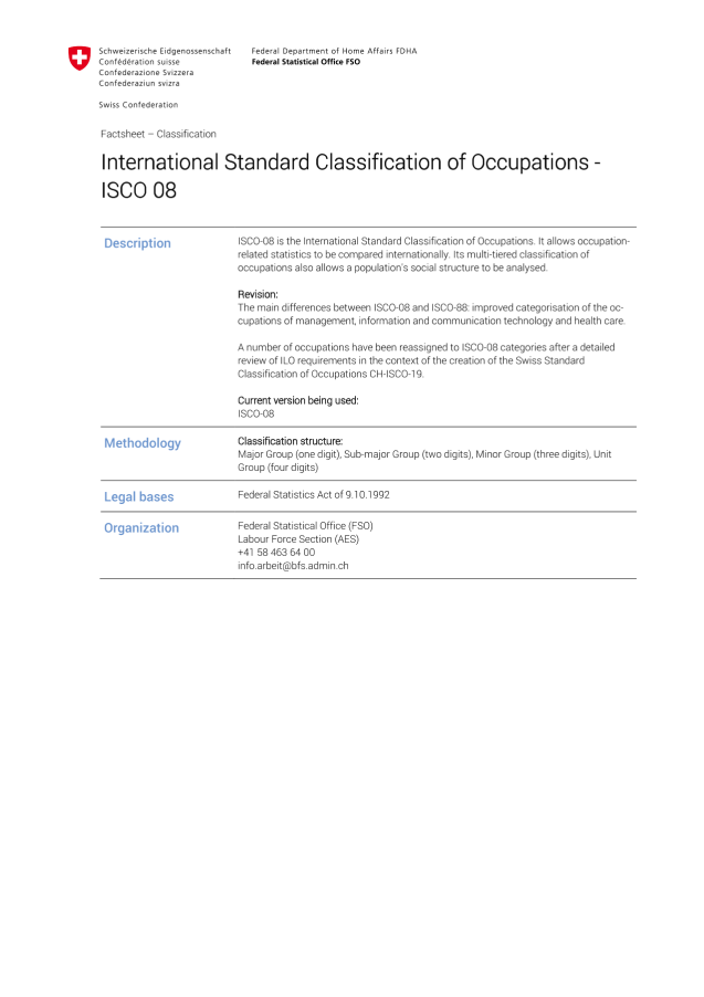 International Standard Classification of Occupations (ISCO 08 ...