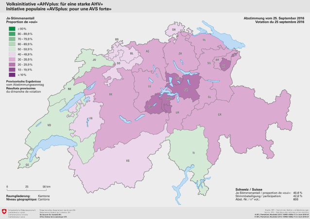 Initiative populaire «AVSplus: pour une AVS forte» (Cantons) | Carte ...