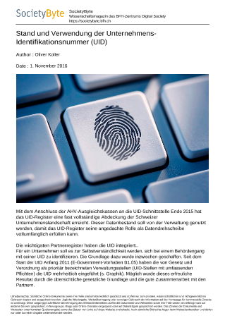 Oliver Koller, Stand und Verwendung der Unternehmens ...