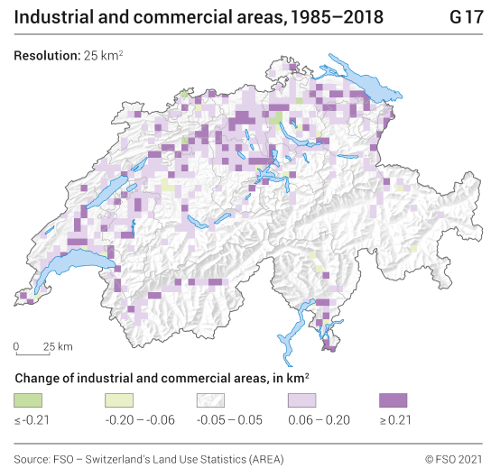 Industrial and commercial areas (Switzerland) | Map | Federal ...