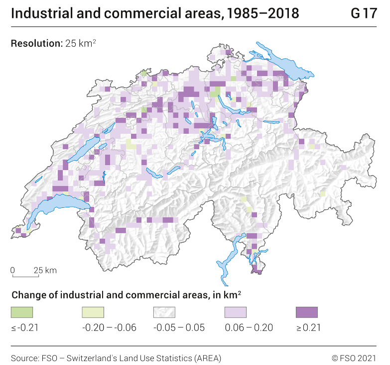Industrial and commercial areas (Switzerland) | Map | Federal ...