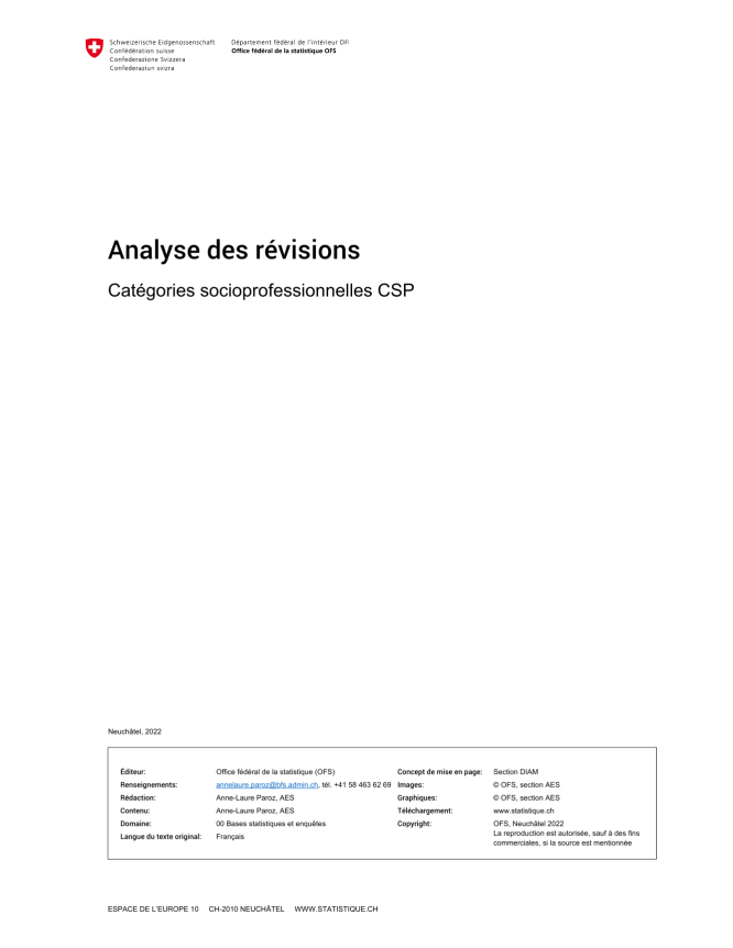 Catégories socioprofessionnelles (CSP) 2021 - Analyse des révisions ...