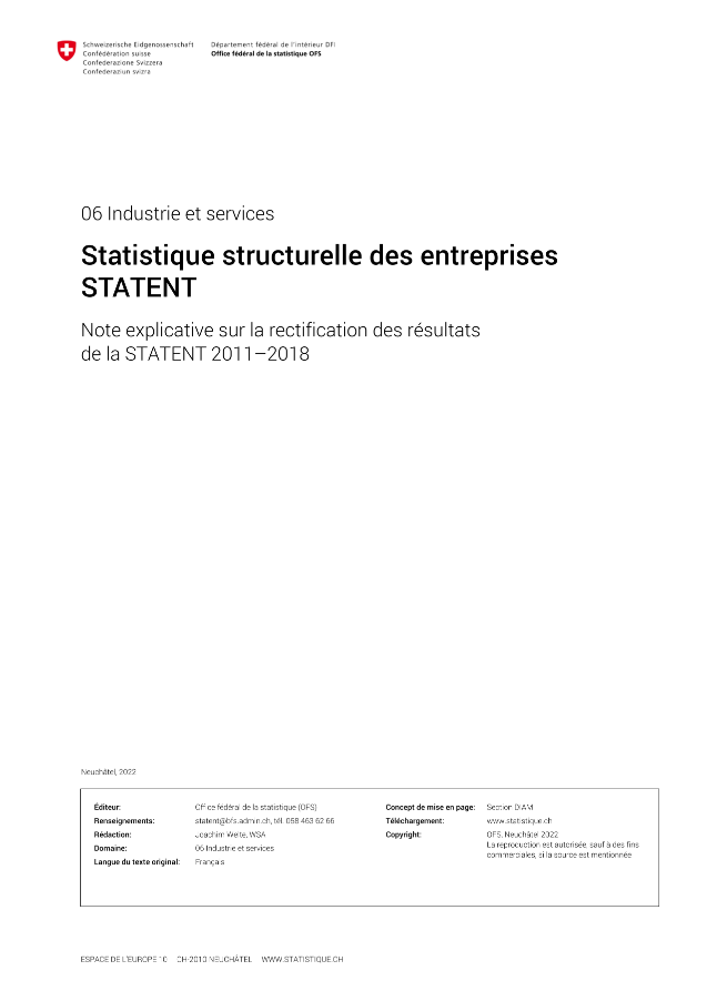 Note explicative sur la rectification des résultats de la STATENT 2011 ...