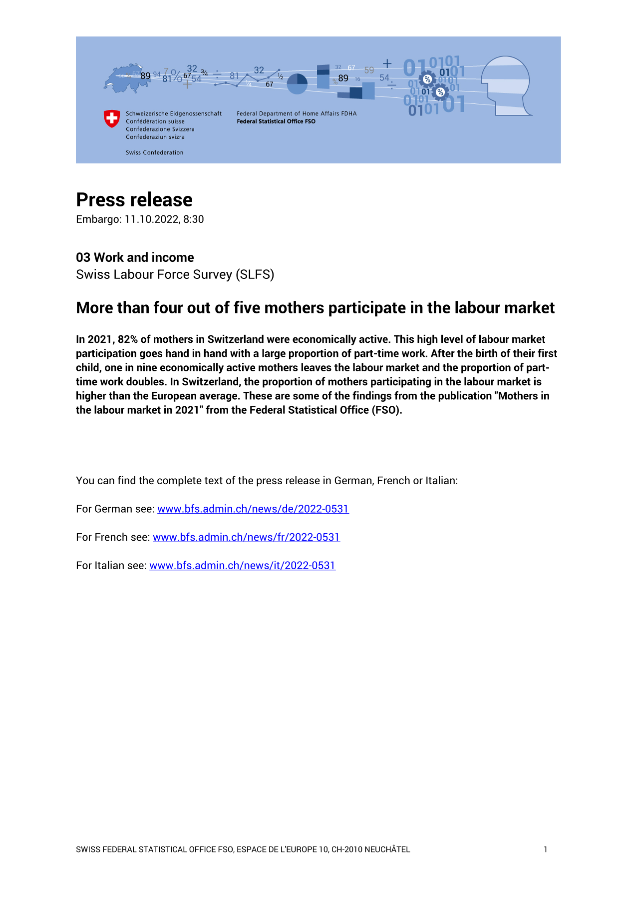 More than four out of five mothers participate in the labour market ...