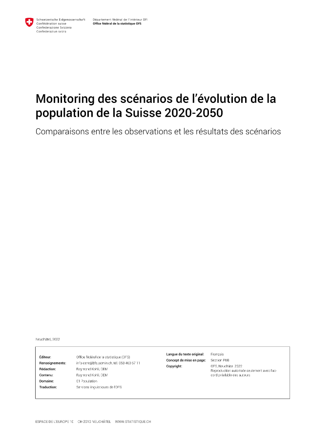 Monitoring des scénarios de l'évolution de la population de la Suisse ...