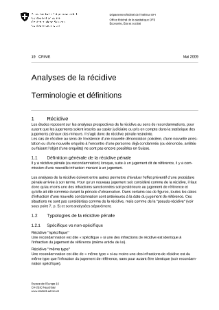Analyses de la récidive: terminologie et définitions | Publication ...