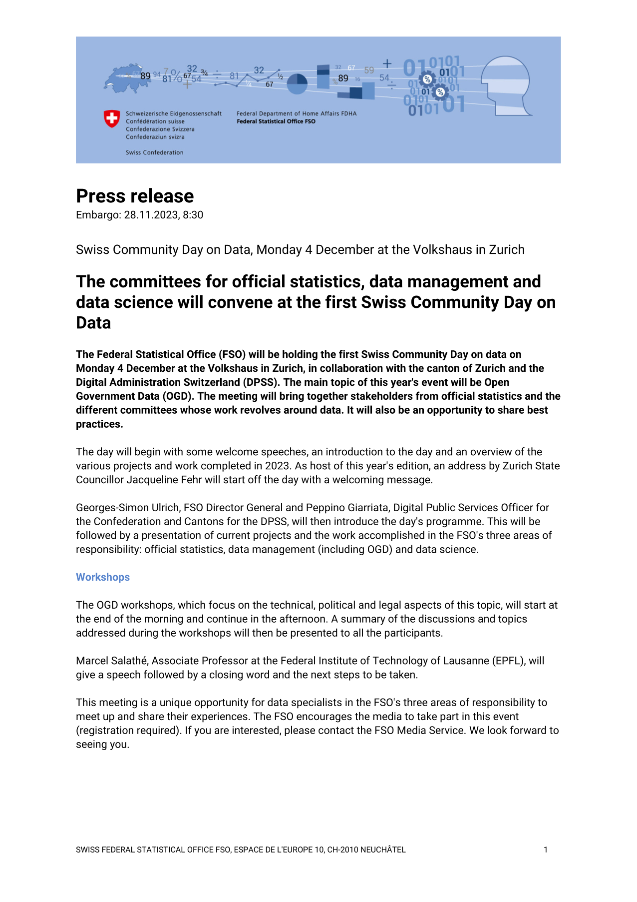 Swiss Community Day on Data | Federal Statistical Office