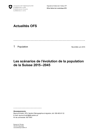 Les scénarios de l'évolution de la population de la Suisse 2015-2045 ...